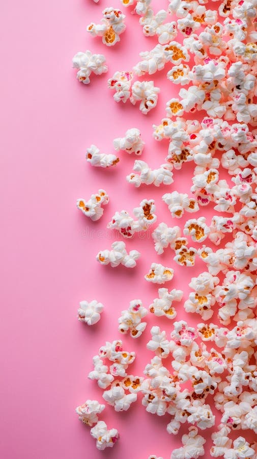 Popcorn Kernels Scattered on a Vibrant Pink Backdrop, Creating a ...