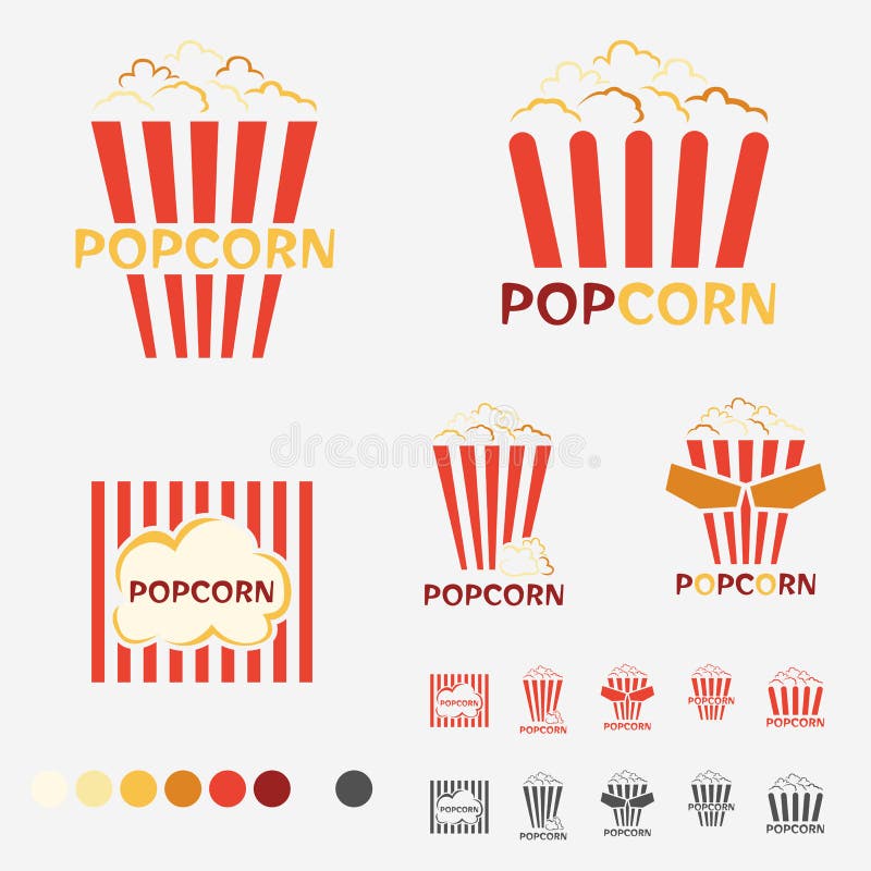 Popcorn Logo Set stock vector. Illustration of feed, paper - 73212626