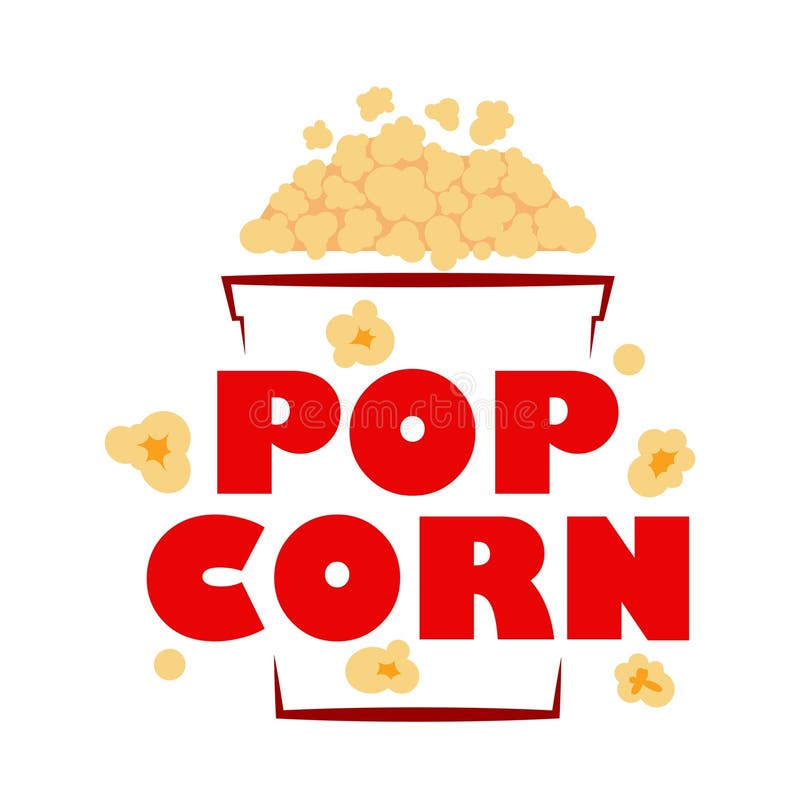 POPCORN Logo. Popcorn Text with Pop Corn Snack Icon. Red Color. Graphic ...