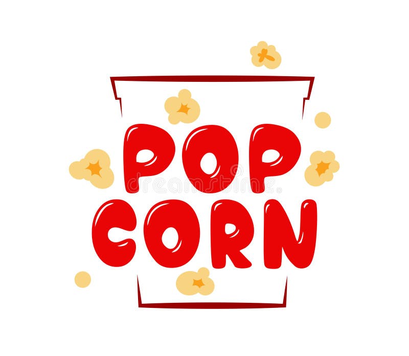 POPCORN Logo. Popcorn Text with Pop Corn Snack Icon. Red Color. Graphic ...