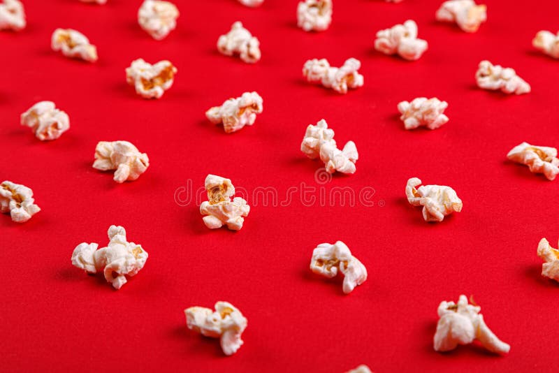 Popcorn Macro on a Red Background Stock Photo - Image of healthy, food ...