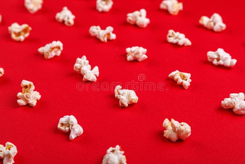 Popcorn Macro on a Red Background Stock Photo - Image of bucket ...