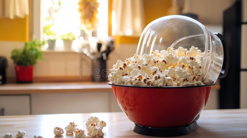 Popcorn Maker Overflowing Freshly Popped Corn Kitchen Stock Photos ...