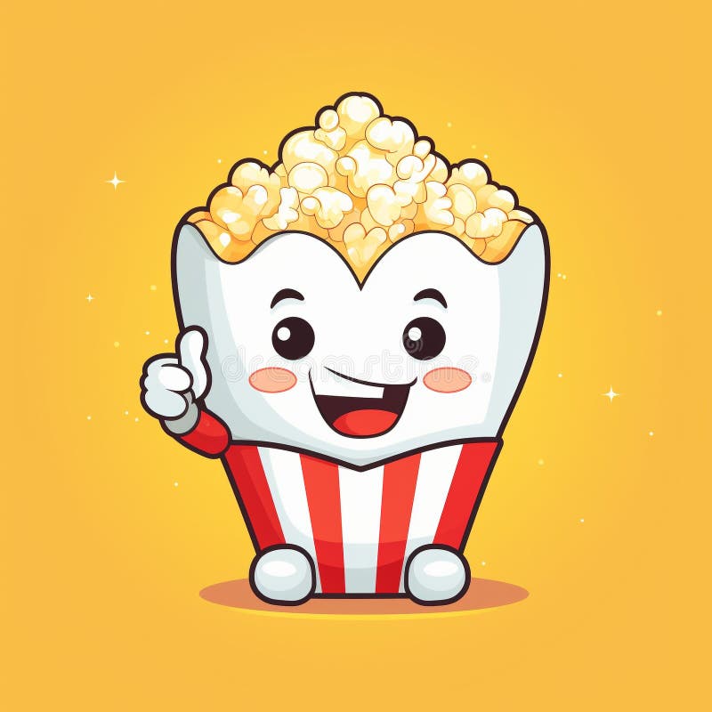 Popcorn Mascot Giving Thumbs Up. Empty Copy Space for Text. Generative ...