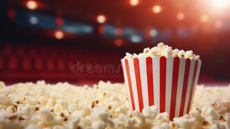 Popcorn at the Movies. Striped Popcorn Box Container. Bucket with Pop ...