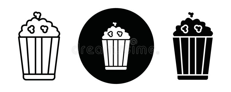 Popcorn Outline Icon Collection or Set. Popcorn Thin Vector Line Art ...