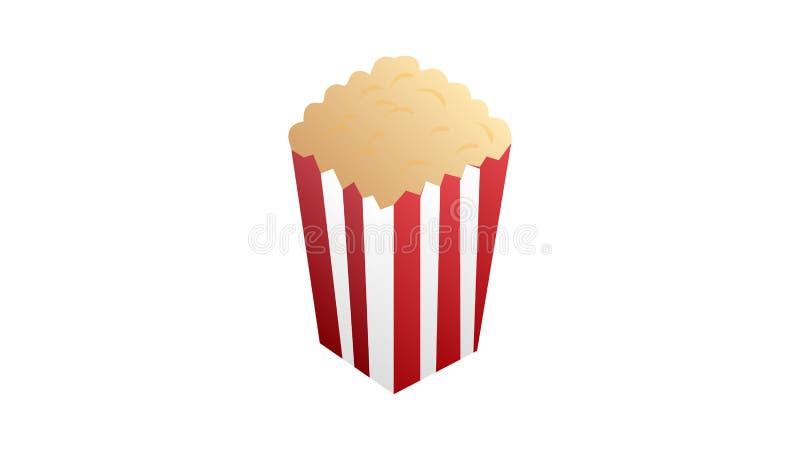 Striped Paper Popcorn Bag Isolated on White Background. Classic Movie ...