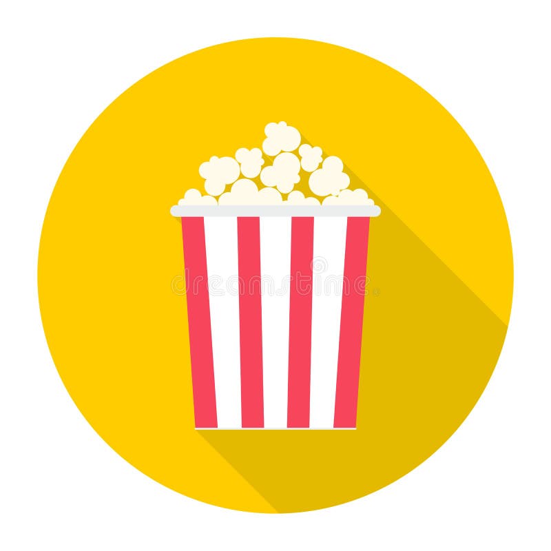 Popcorn Package Bag Icon with Long Shadow Stock Vector - Illustration ...