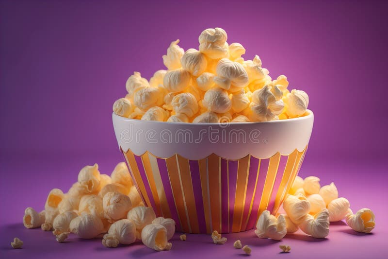 Popcorn in a Paper Box on a Solid Color Background. Ai Generative Stock ...
