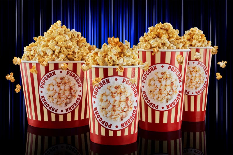 Popcorn in paper cups stock photo. Image of carton, fastfood - 173482452