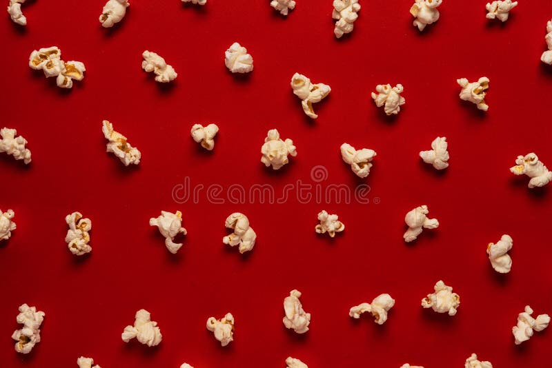 Popcorn Pattern on a Red Background Stock Photo - Image of crunchy ...