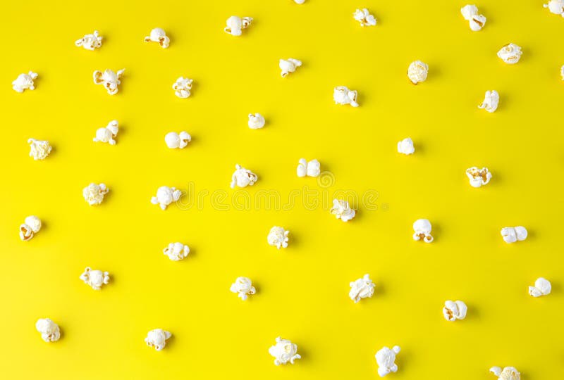 Popcorn Pattern, Texture on a Yellow Background. Top View ...