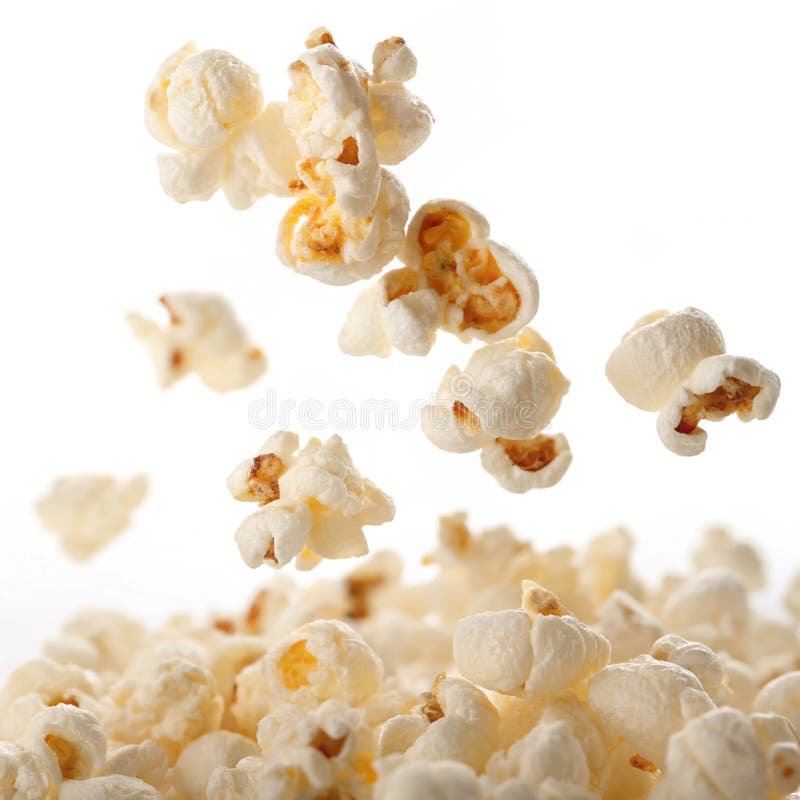 Floating Popcorn Isolated on White Background Stock Illustration ...
