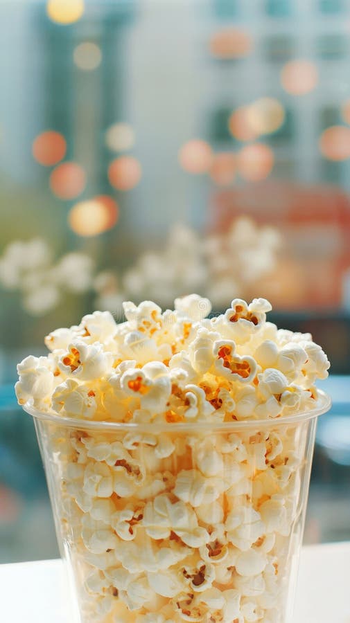 Popcorn Pile with Pastel Bokeh Background, Concept of Fun and ...