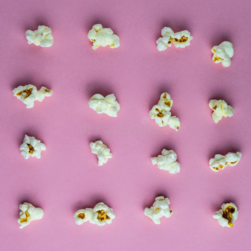 Popcorn on Pink Background. Fresh Popcorn on Pink Background Stock ...
