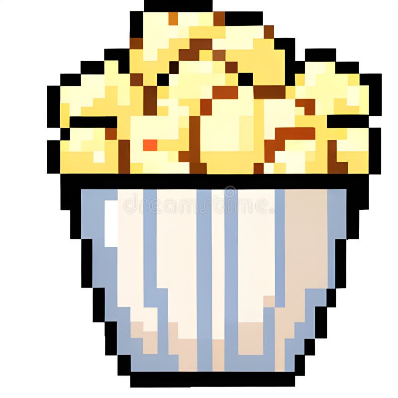 Popcorn Pixel Art Isolated. 8 Bit Sweetness Vector Illustration Stock ...