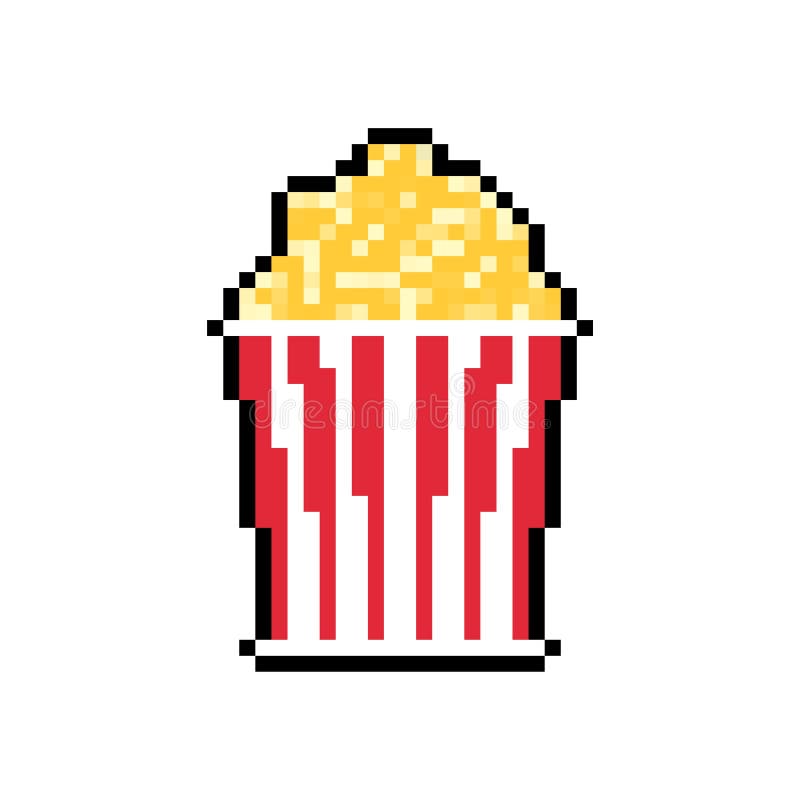 Popcorn Pixel Art Isolated. 8 Bit Sweetness Vector Illustration Stock ...