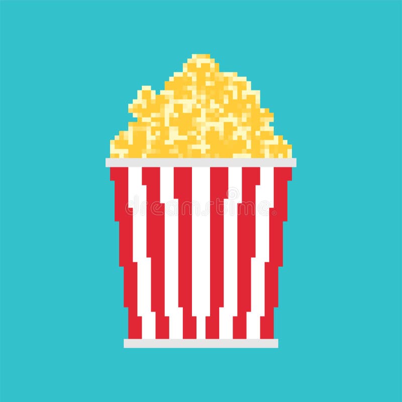Popcorn Pixel Art Isolated. 8 Bit Sweetness Vector Illustration Stock ...