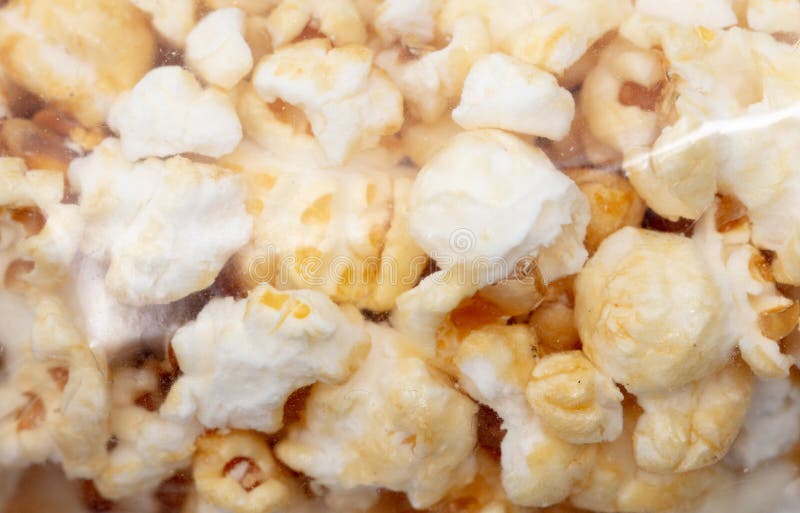 Popcorn in a Plastic Bag As a Background Stock Image - Image of healthy ...