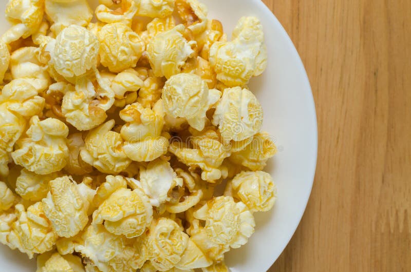 Caramel Popcorn in Ceramic Plate. Stock Photo - Image of food, dietary ...