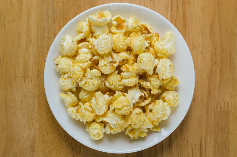 Caramel Popcorn in Ceramic Plate. Stock Photo - Image of tasty, plate ...