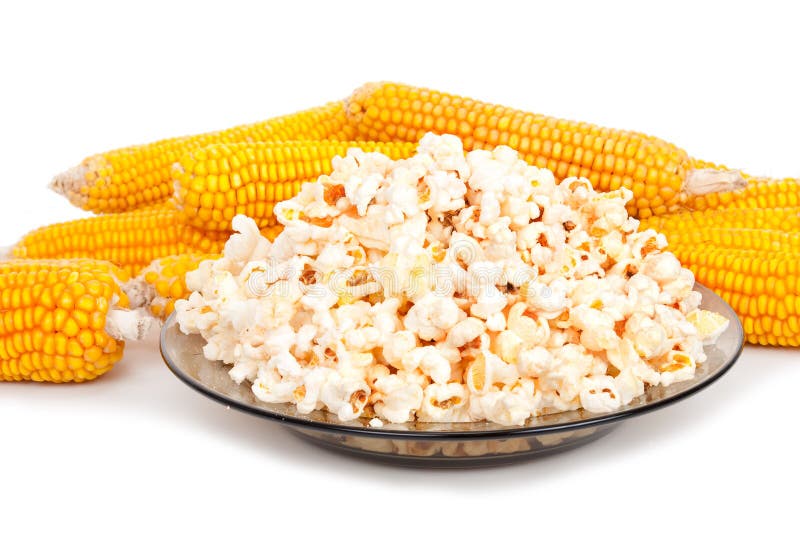Popcorn on a Plate and Cobs Stock Image - Image of natural, vegetarian ...