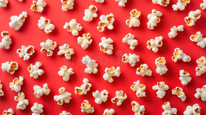 Popcorn on a Red Background. Popcorn Pattern Stock Image - Image of ...