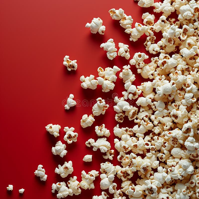 Popcorn on a Red Background with Text Space Available. Created Using Ai ...