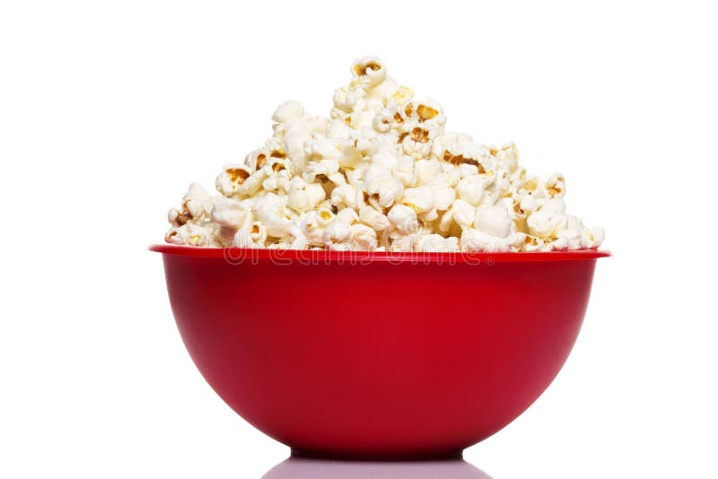Popcorn in red bowl stock image. Image of entertainment - 60858681