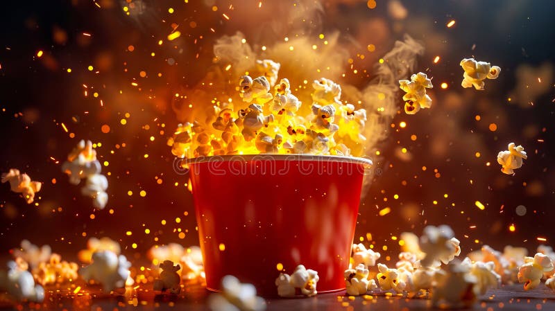 Popcorn in a Red Cup with Fire Coming Out of it Stock Image - Image of ...