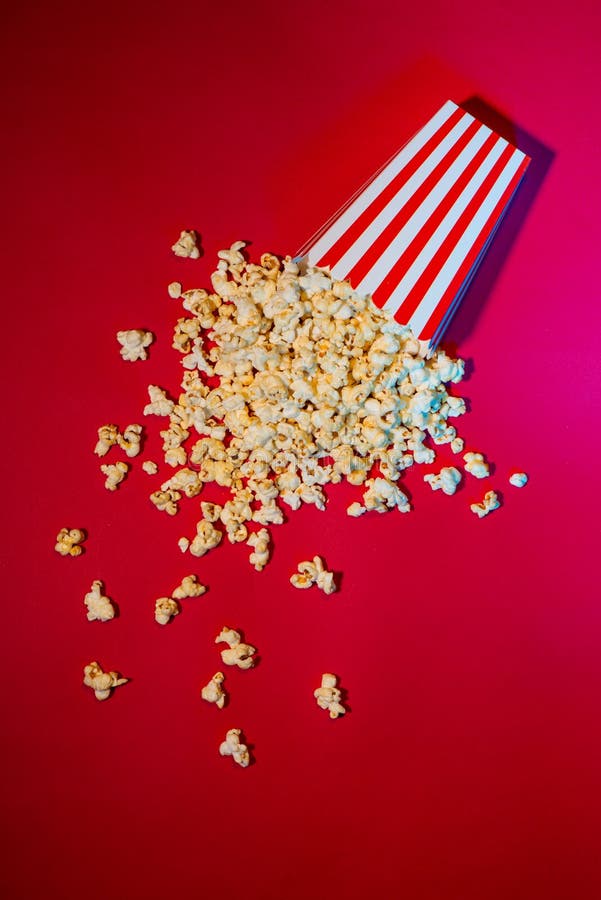 Popcorn in Red and White Cardboard Box Stock Photo - Image of salty ...