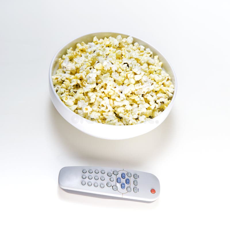 Popcorn and Remote Control stock image. Image of dish - 4065913