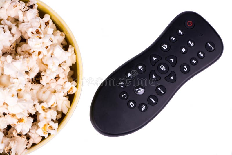 Popcorn and Remote Control stock photo. Image of snack - 47932684