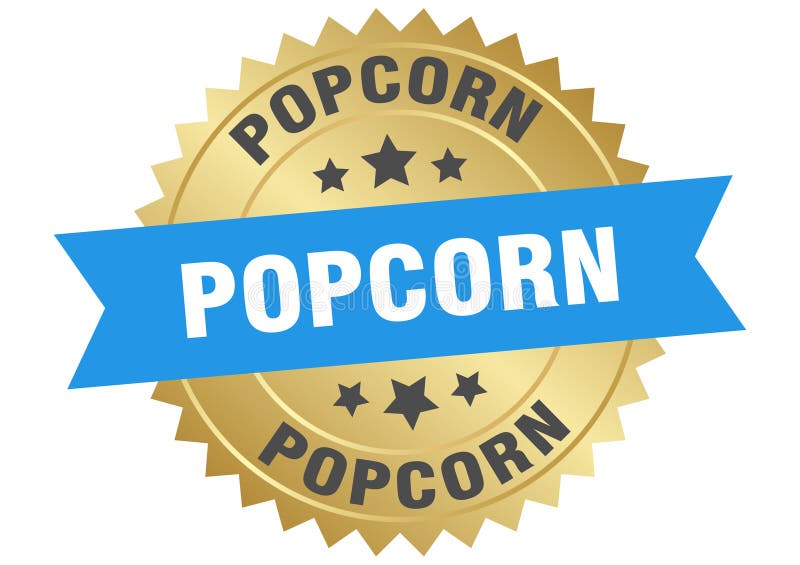Popcorn. Popcorn Round Blue and Gold Label Isolated on Transparent ...