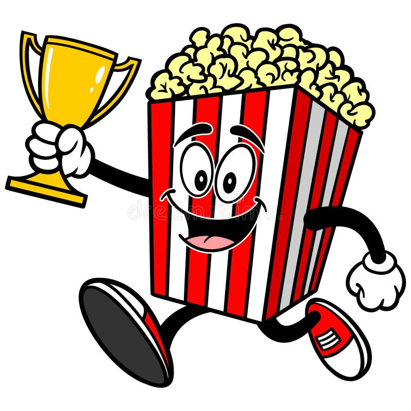 Popcorn Running with a Trophy Stock Vector - Illustration of kernels ...