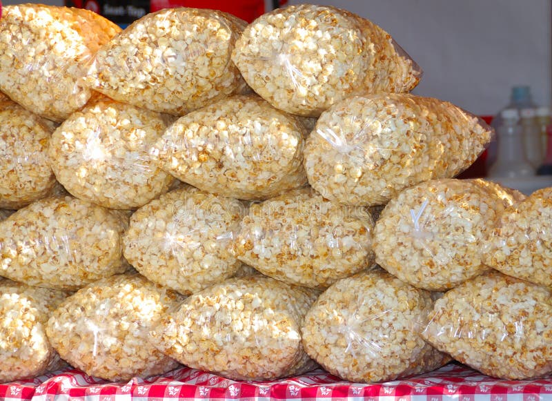 Popcorn for Sale stock photo. Image of daytime, tablecloth - 2104908