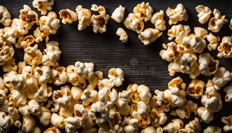 Popcorn Scattered on a Dark Wooden Surface Stock Illustration ...