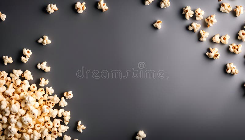 Popcorn Scattered on Gray Background Stock Illustration - Illustration ...
