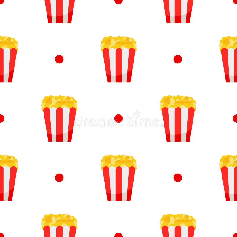 Popcorn. Seamless Pattern with Popcorn Pack. Vector Illustration on ...