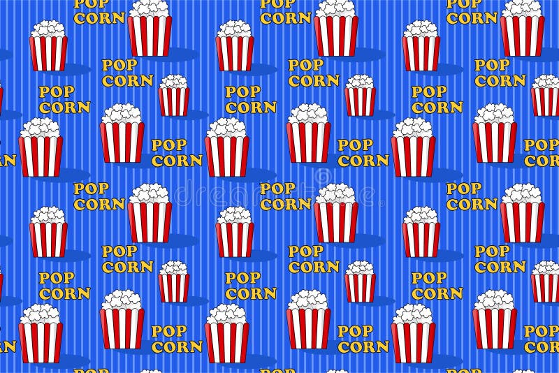 Popcorn. Seamless Pattern with Popcorn Pack. Hand-drawn Background ...