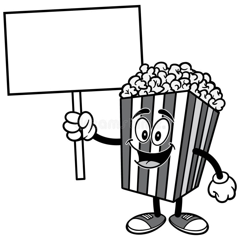 Popcorn with Sign Illustration Stock Vector - Illustration of snack ...