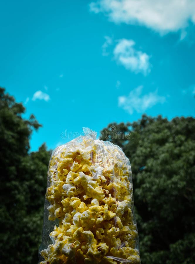 Popcorn on the Sky Background Stock Photo - Image of coral, nature ...