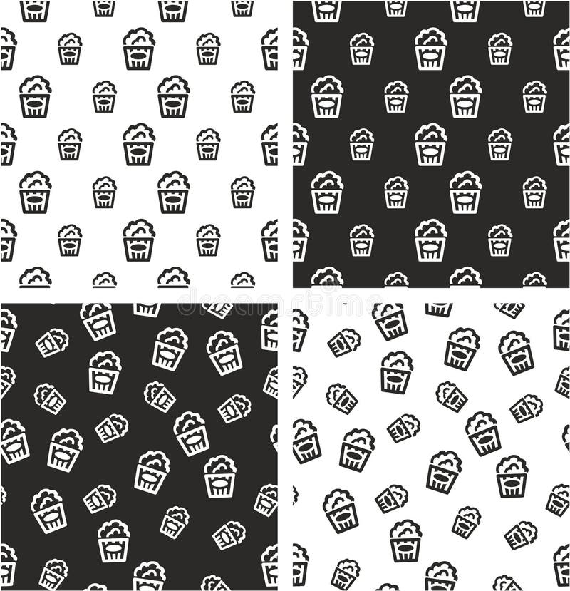 Popcorn Snack Box Big & Small Aligned & Random Seamless Pattern Set ...