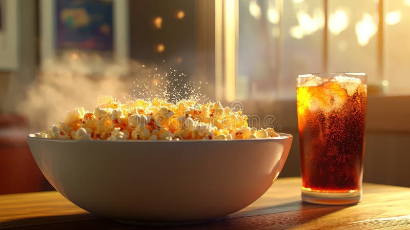Popcorn and Soda stock photo. Image of movie, closeup - 334641408