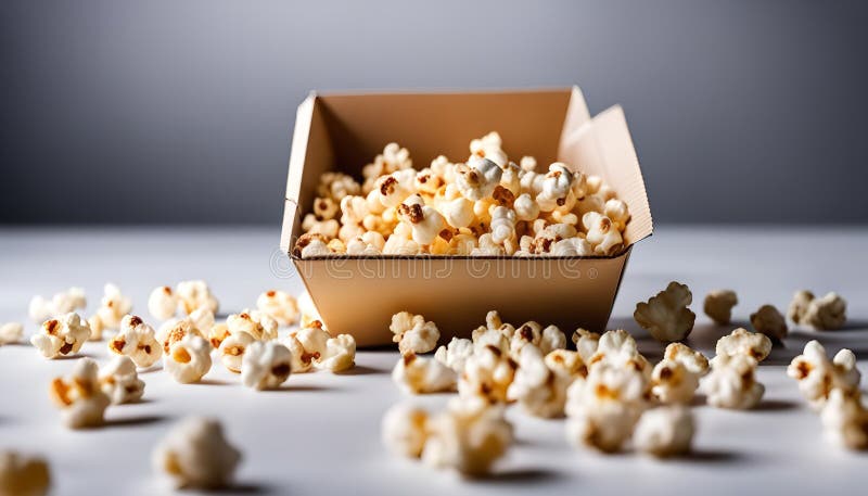 Popcorn Spilled from a Cardboard Box Stock Illustration - Illustration ...