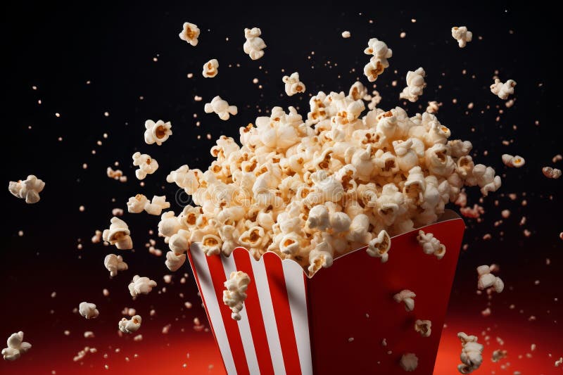 Popcorn Spilling Out of a Cinema Box Stock Illustration - Illustration ...
