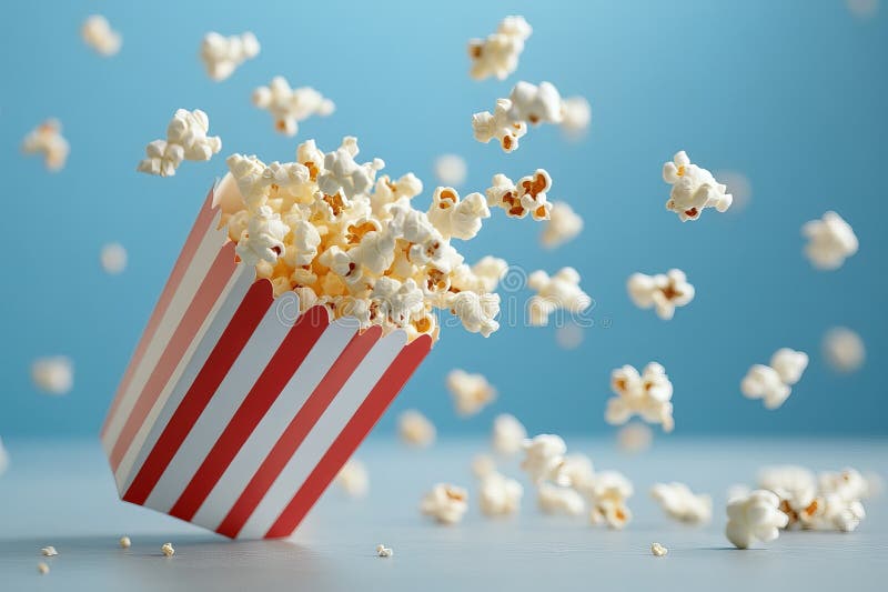 Popcorn Spilling Out Red White Striped Box Generative Ai Stock Photos ...
