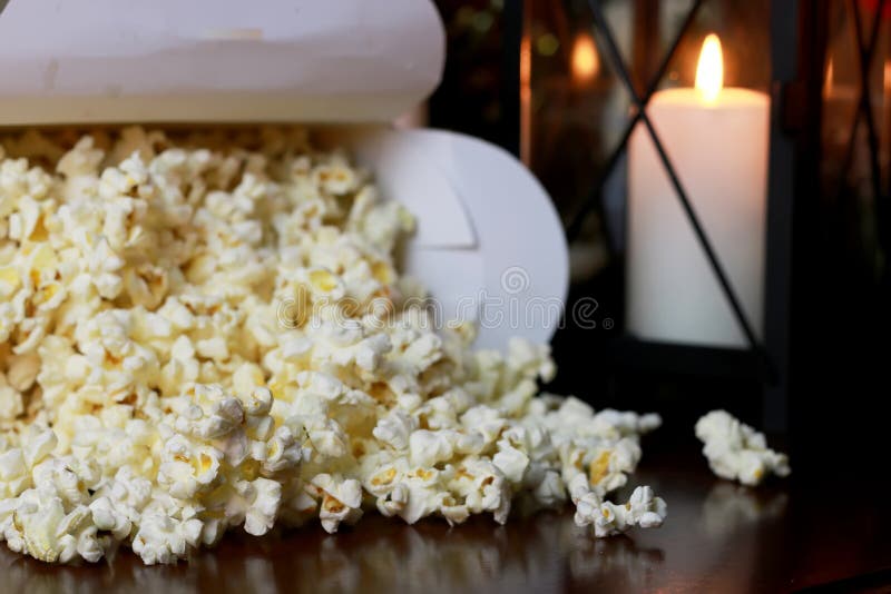 Popcorn Stack with Heart Shape Stock Image - Image of movie, salted ...