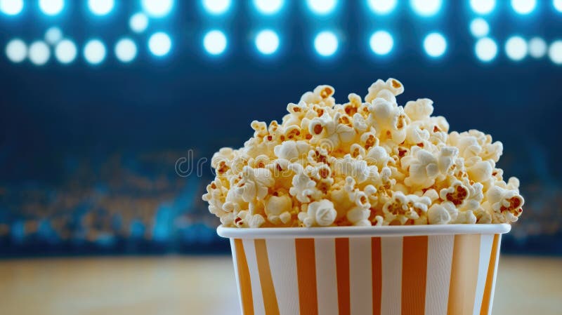 Popcorn and Stadium Lights Scene. Stock Illustration - Illustration of ...