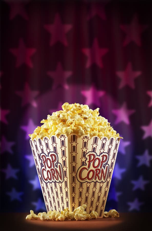 Popcorn on stage stock photo. Image of stars, corn, spot - 23889622